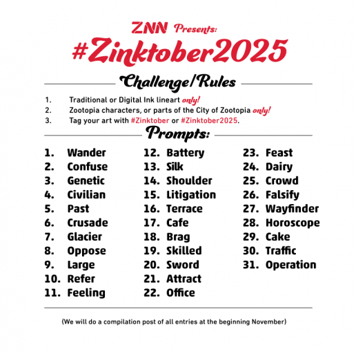ZNN Presents: Zinktober 2025! – Zootopia News Network